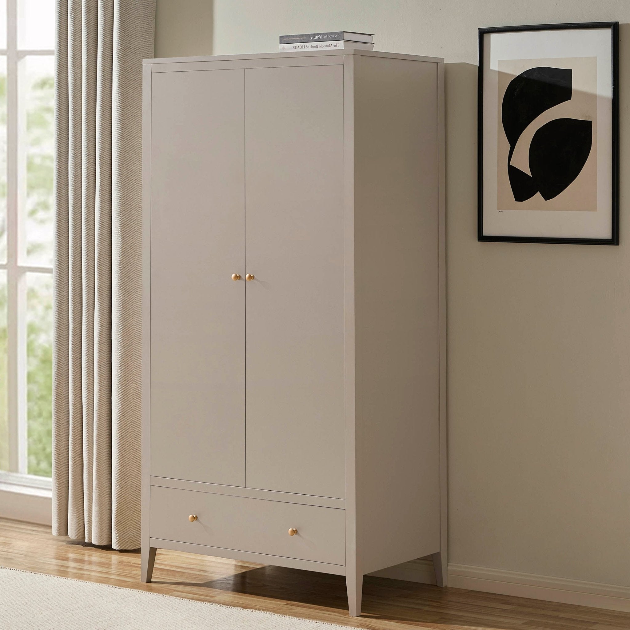 Poppy 2 Door Wardrobe with Drawer - Taupe – DUSK