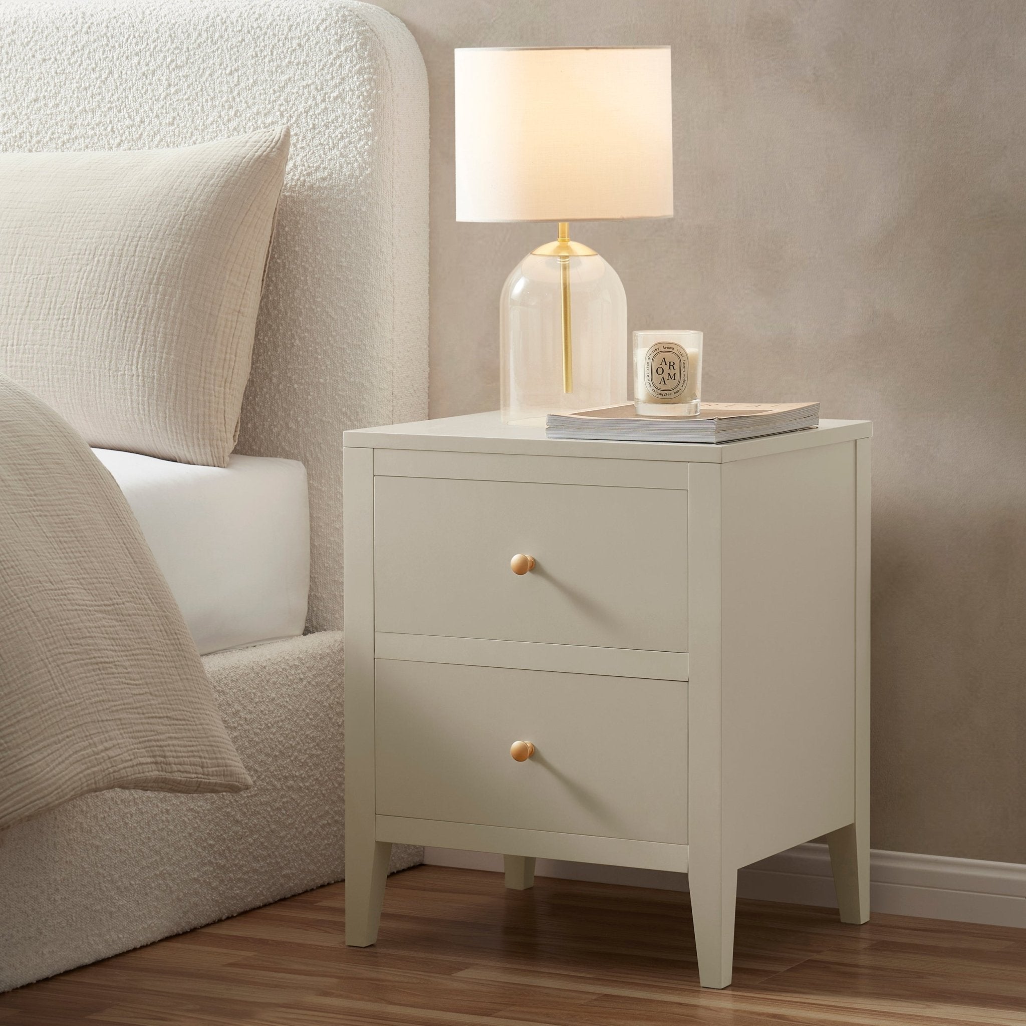 Poppy 2 Drawer Bedside Table - Cream – DUSK