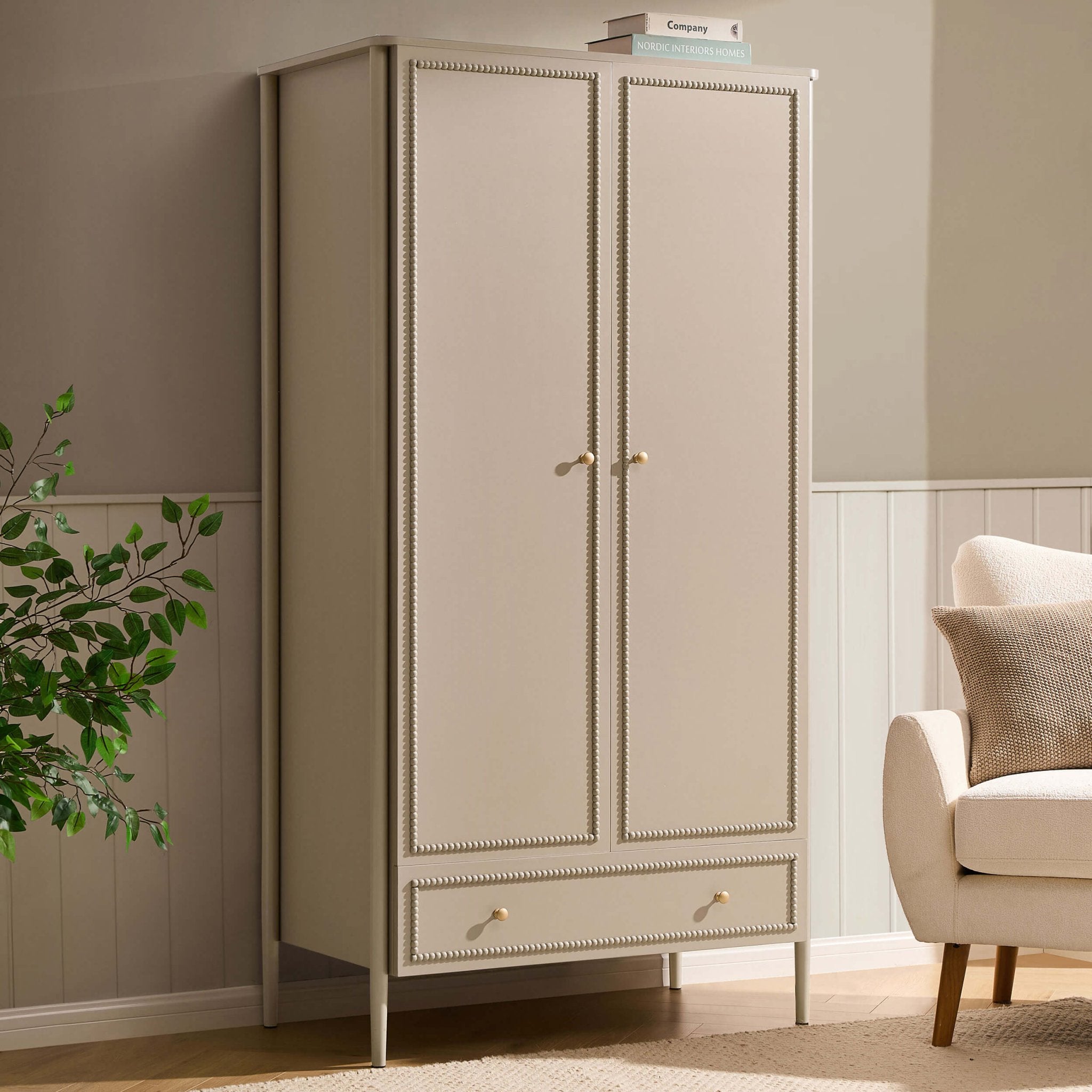 Posy Bobbin 2 Door Wardrobe with Drawer - Taupe – DUSK