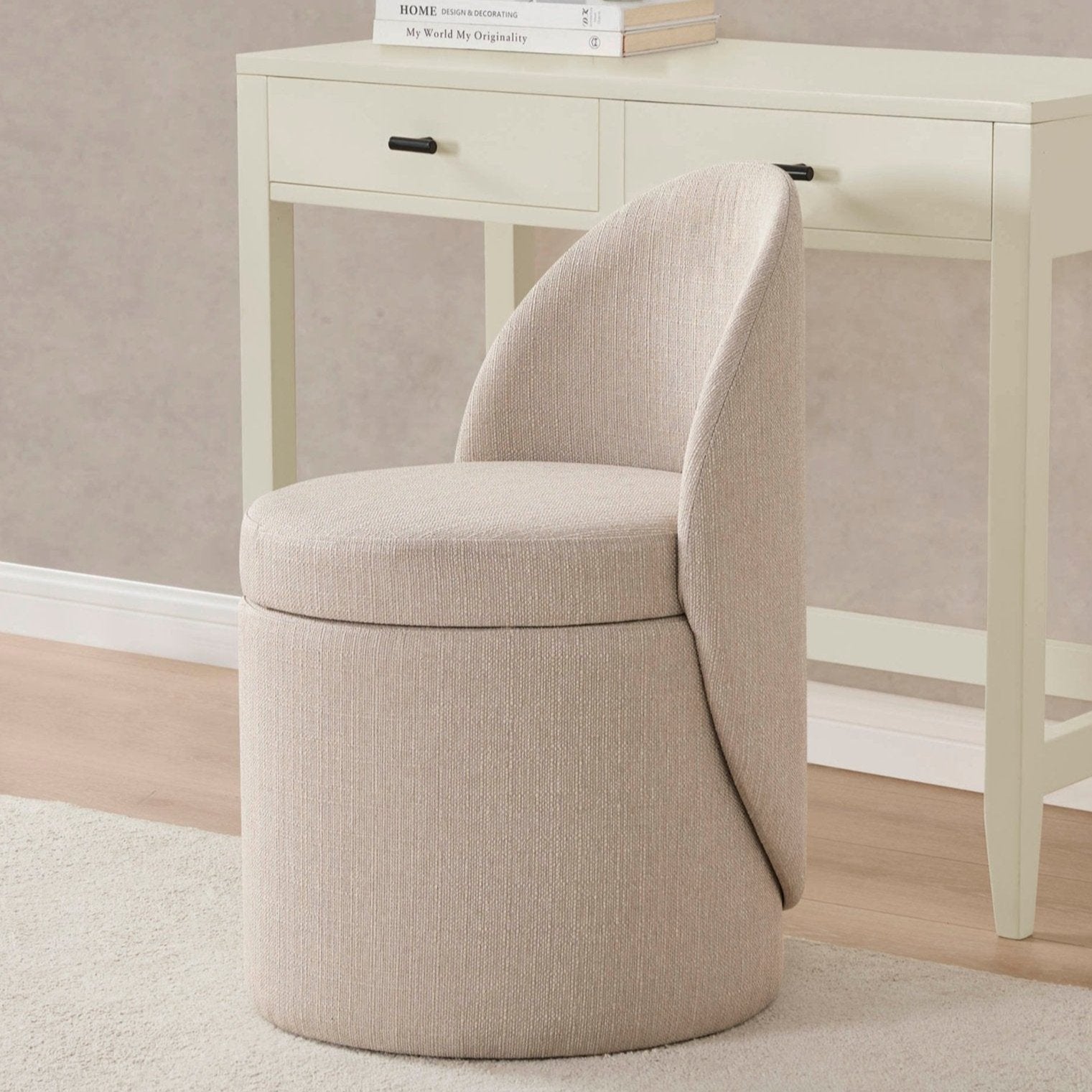 Primrose Dressing Table Storage Stool - Stone Grey – DUSK