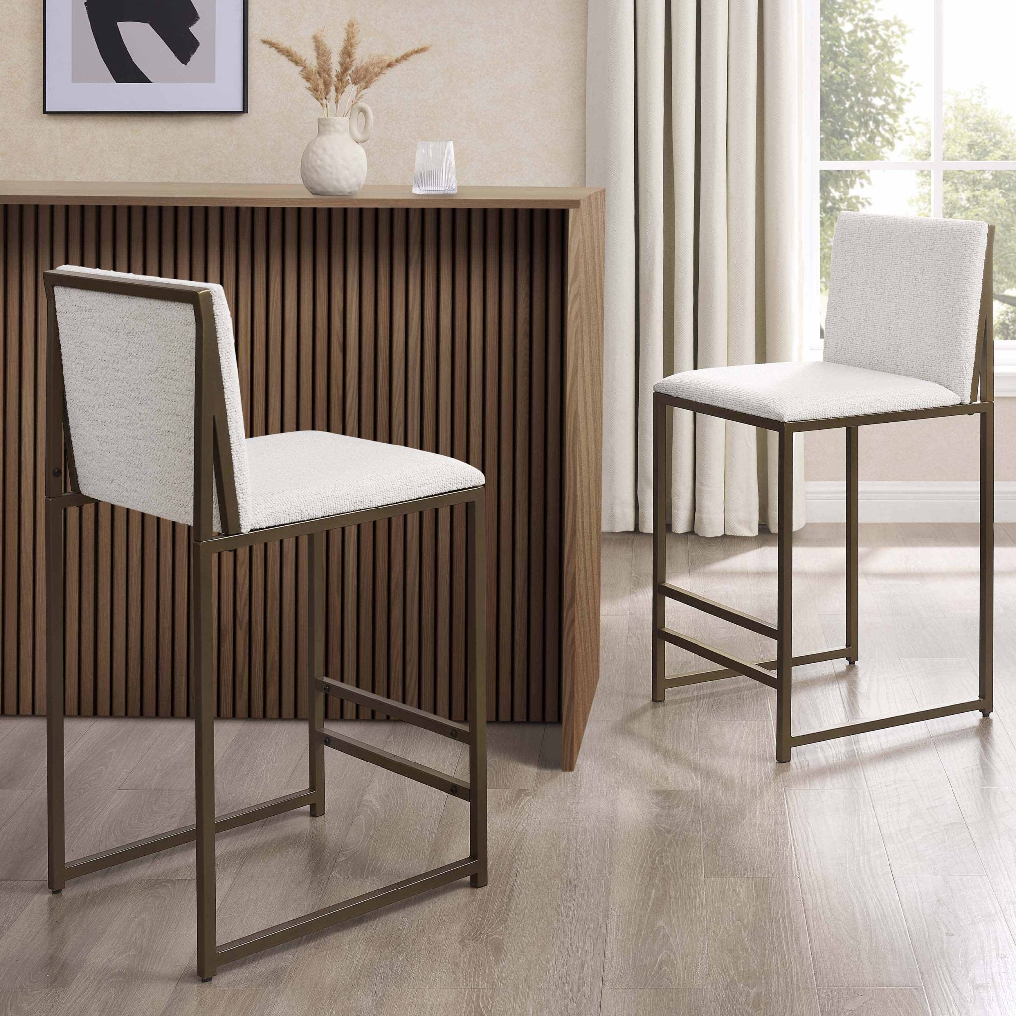 Rae Set of 2 Barstools - Ivory Boucle – DUSK