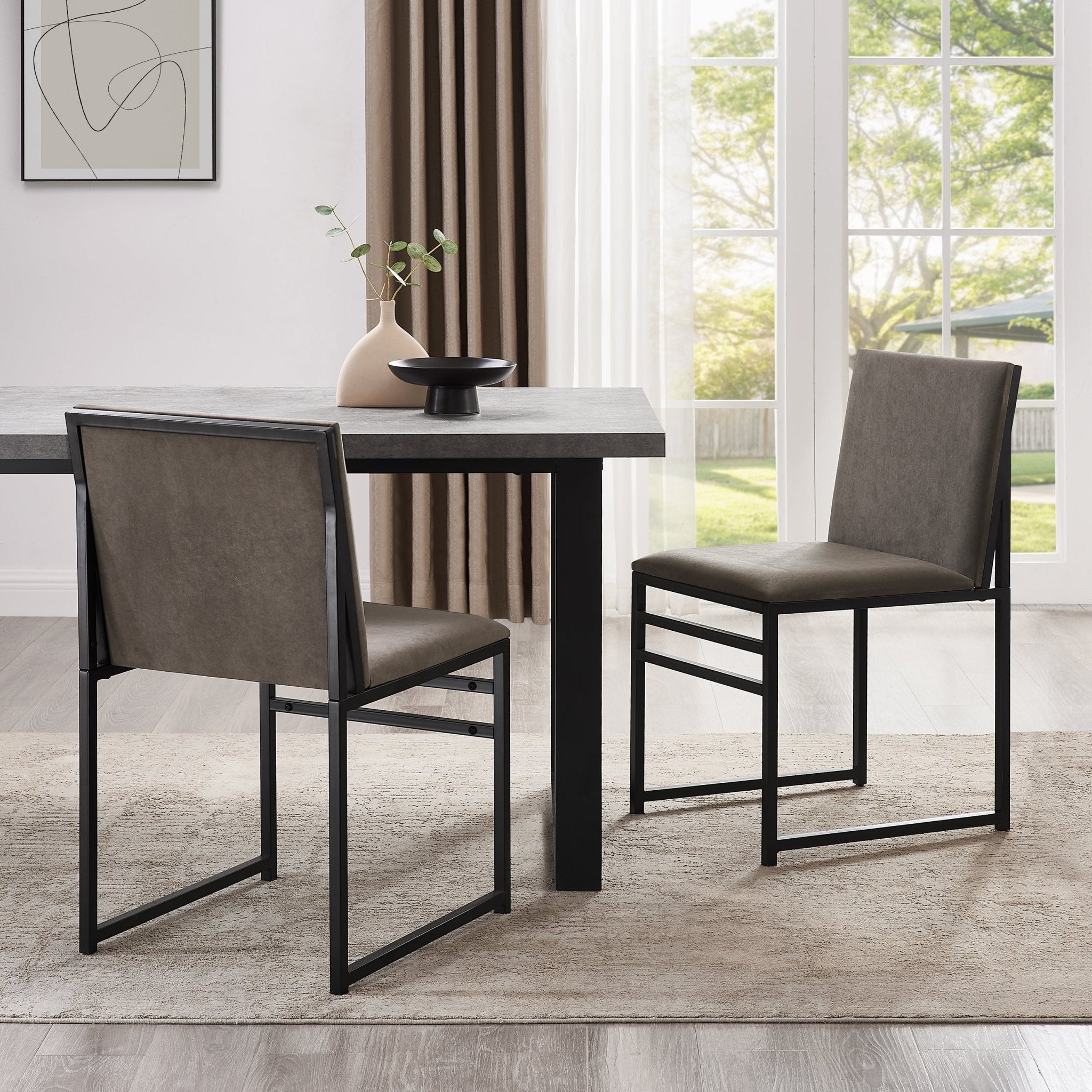 Rae Set of 2 Dining Chairs - Velvet - Dark Taupe – DUSK
