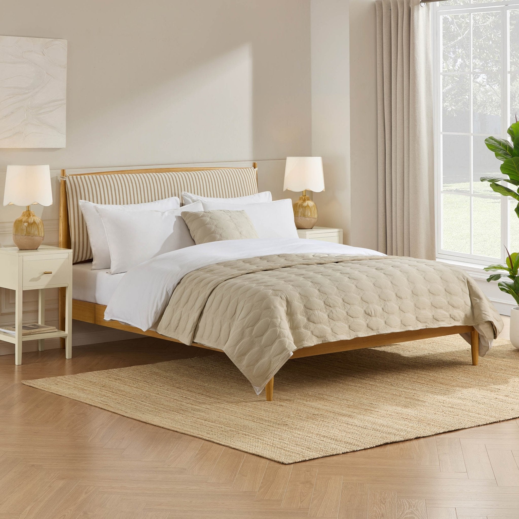 Rotterdam Light Wood Bed Frame - Sand Stripe – DUSK