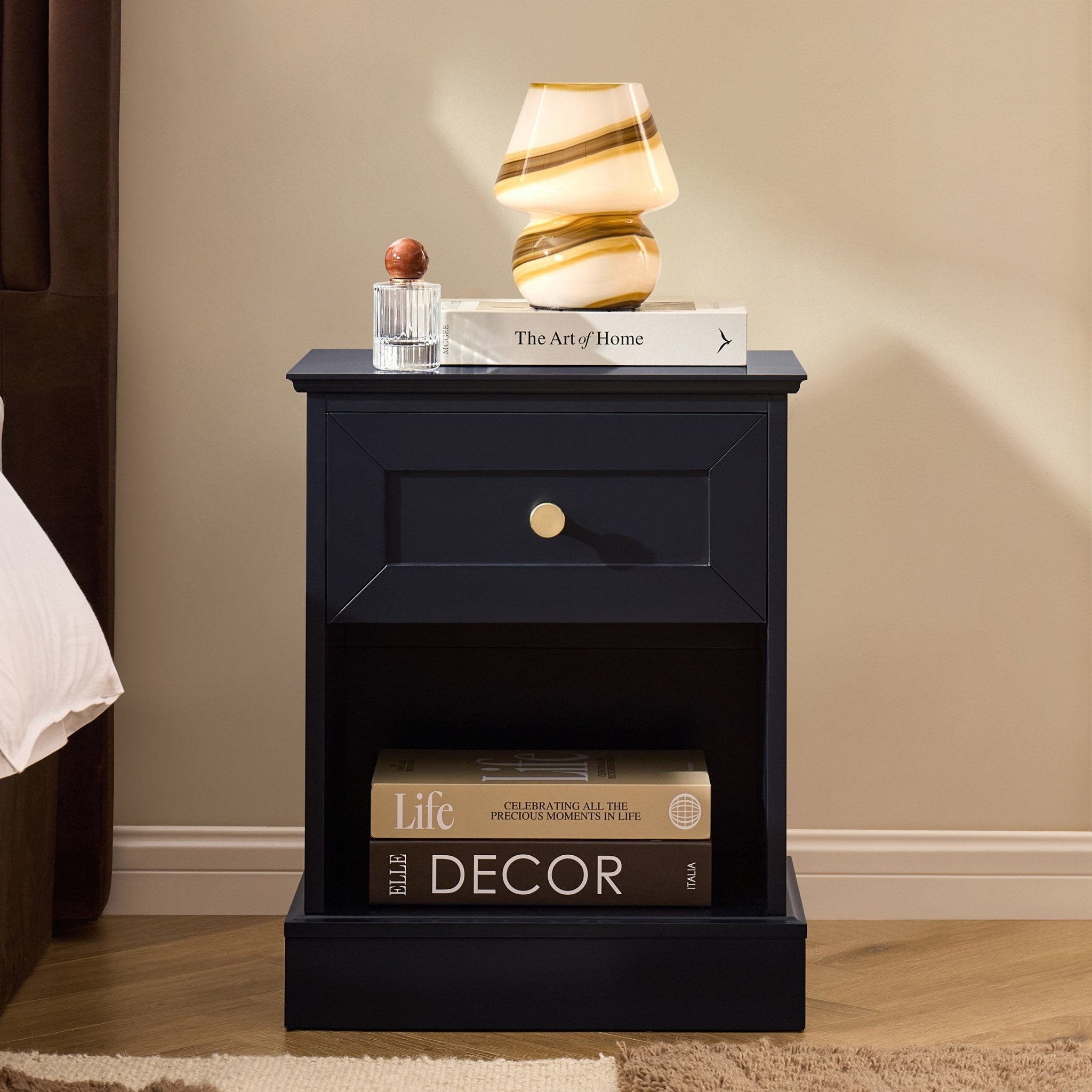 Ruby 1 Drawer Nightstand - Midnight – DUSK
