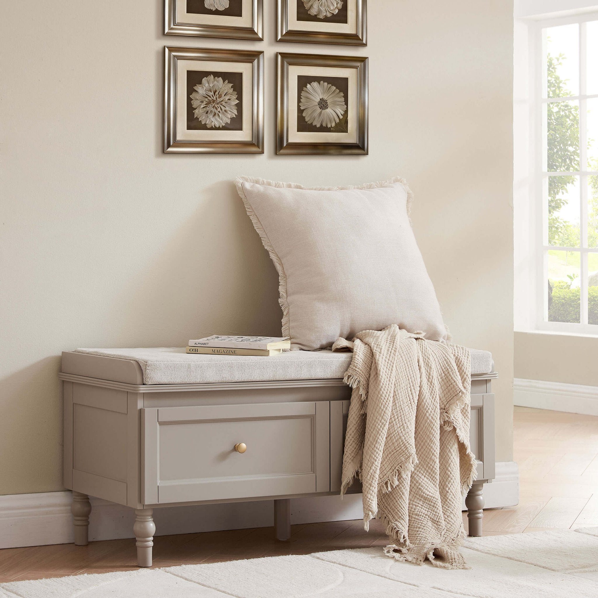 Ruby Storage Cupboard With Seat - Taupe – DUSK