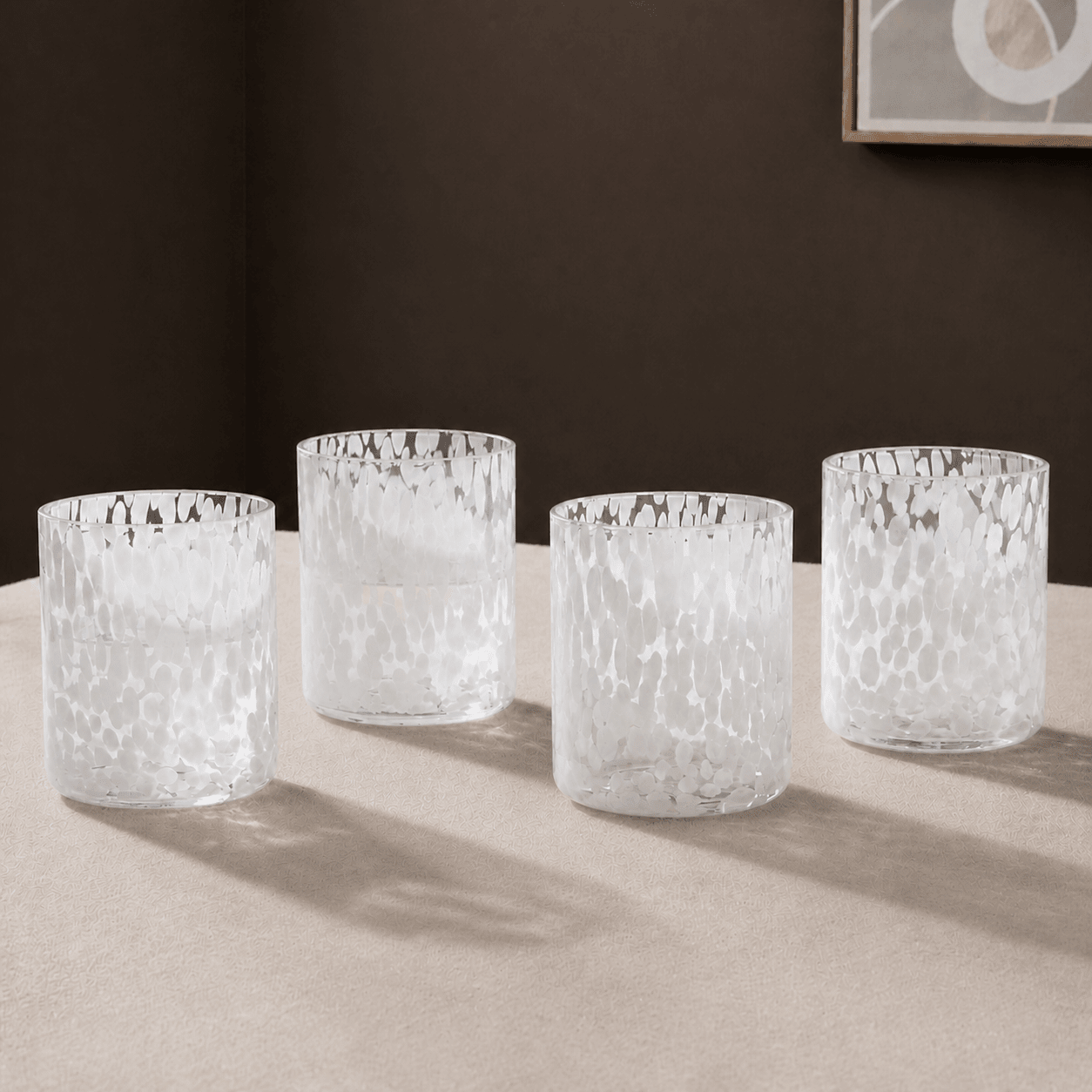 Sarda Dotty Glass Tumblers - Set of 4 - White – DUSK