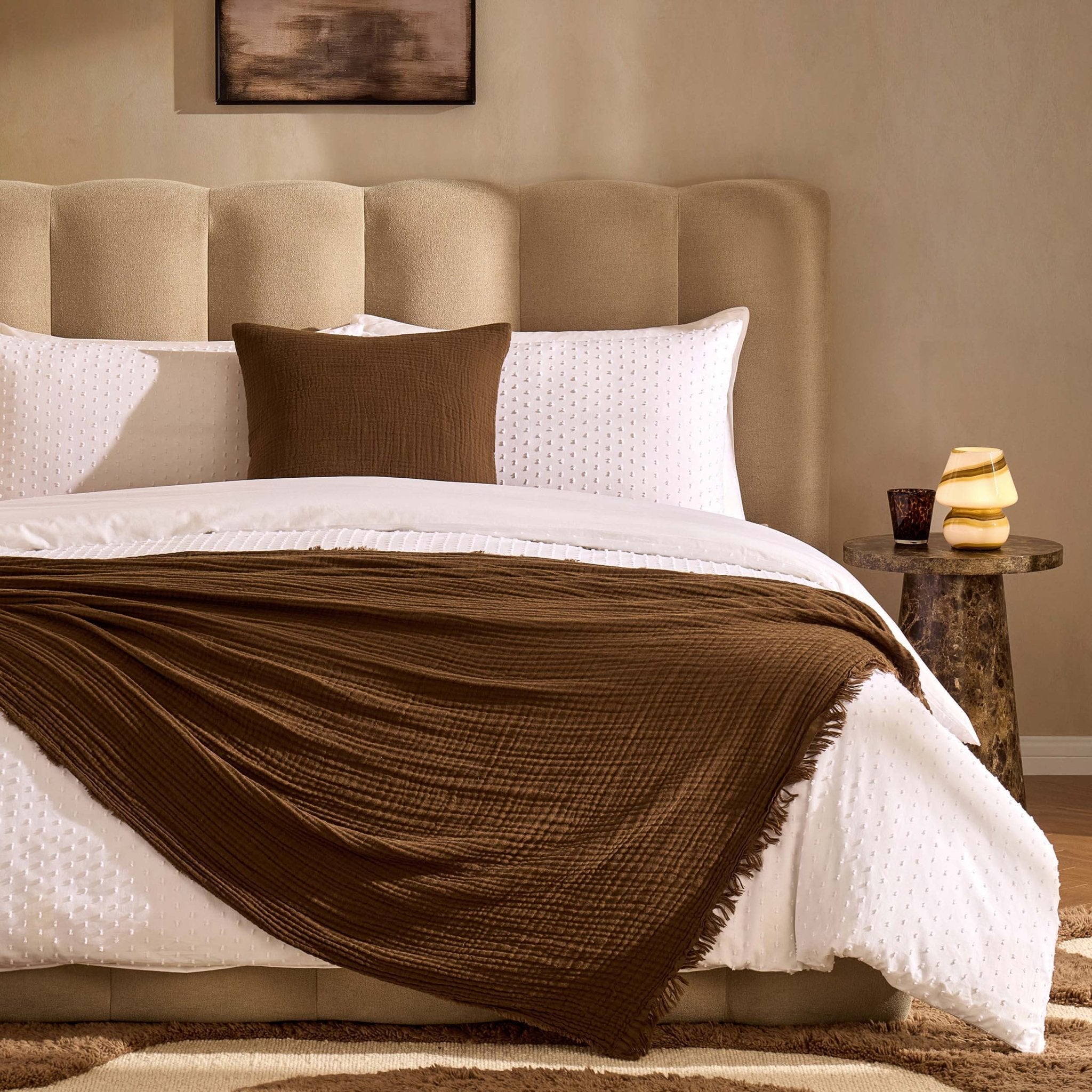 Savannah Four Layer Tufted Muslin Throw - Chocolate – DUSK