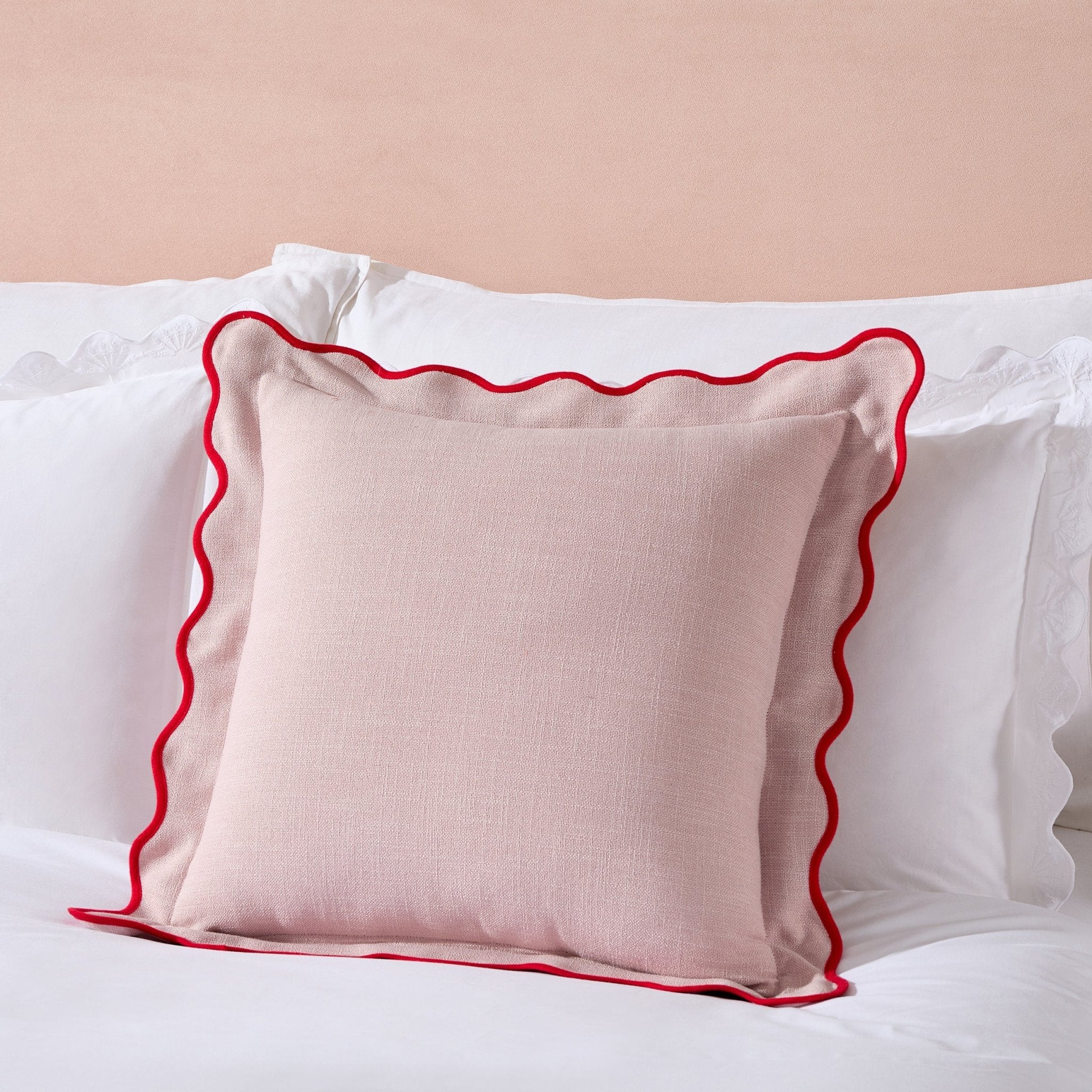 Scallop Contrast Edge Cushion Cover - Pink/Red – DUSK