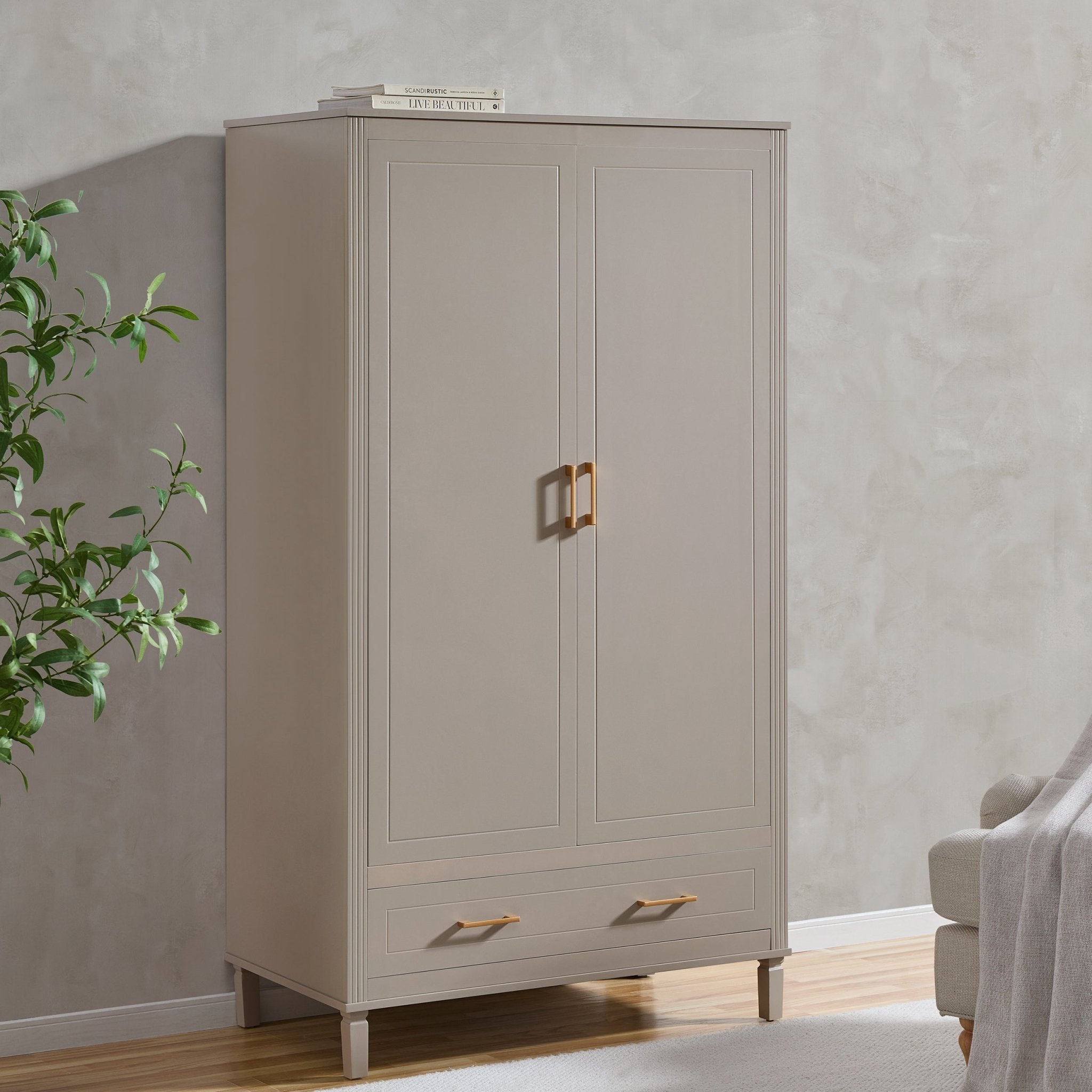 Sienna 2 Door Wardrobe with Drawer - Taupe – DUSK