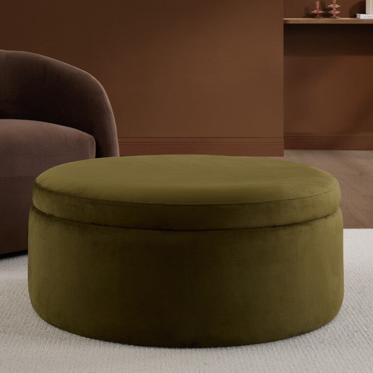 Stockton Round Storage Pouffe - Rich Green – DUSK