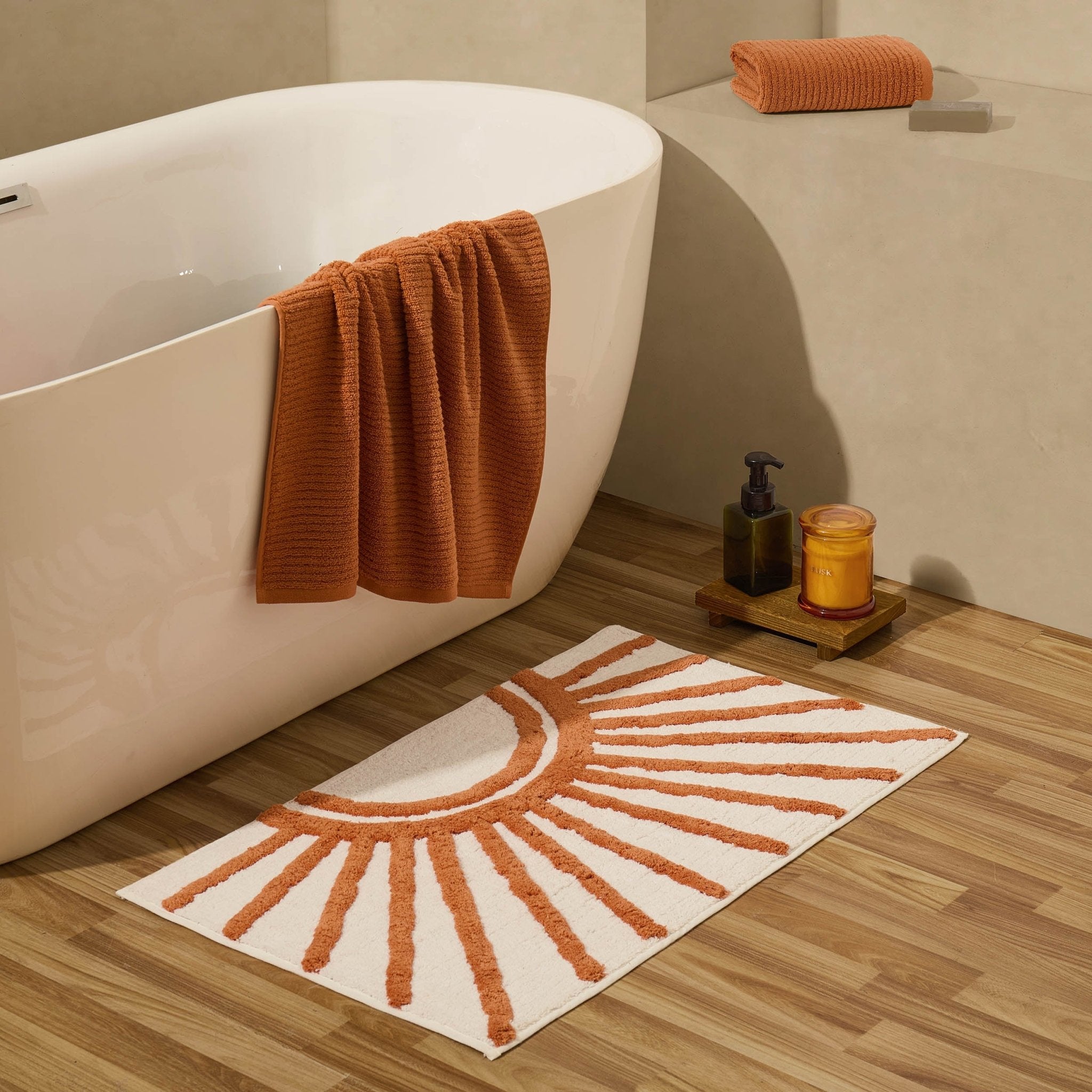Sunrise Tufted Bath Mat - Burnt Orange – DUSK