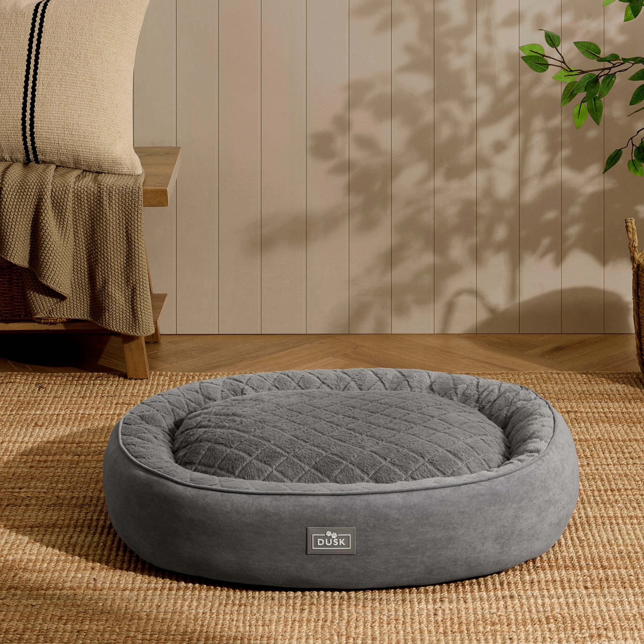 Super Soft Faux Fur Dog Bed - Charcoal – DUSK