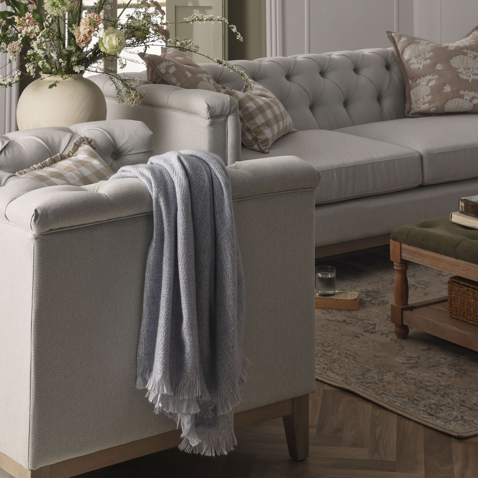 Super Soft Marled Tassel Sofa Throw - Light Blue – DUSK