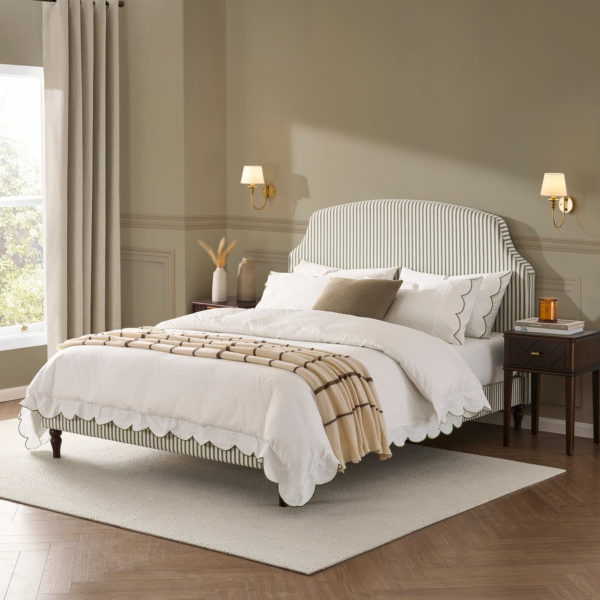 Surrey Bed Frame - Sage Stripe – DUSK