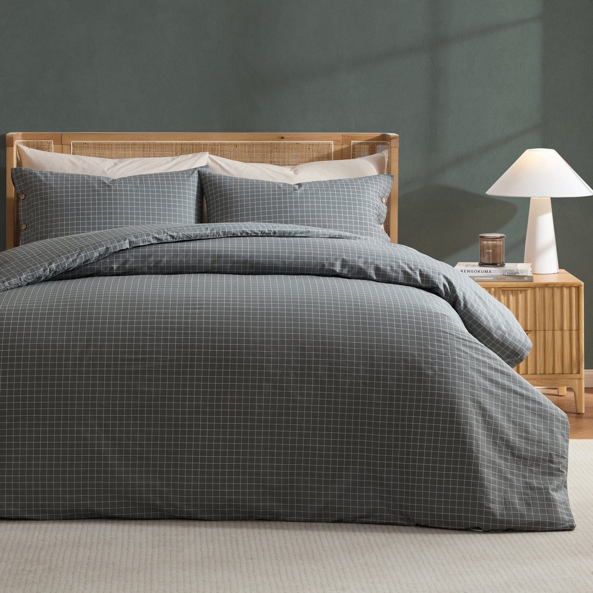 Thea Duvet Cover & Pillowcase Set - Pewter Green – DUSK