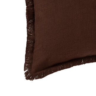Cotton Fringed Edge Sofa Cushion Cover - Chocolate – DUSK