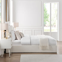 Ascot Bouclé Ottoman Storage Bed - Off White – DUSK