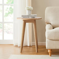 Heidi Solid Oak Round Side Table - Light Wood – DUSK