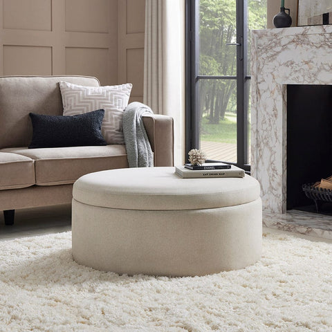 Round Storage Pouffe - Warm Natural – DUSK
